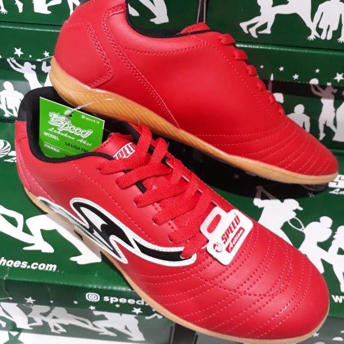 Jual sepatu futsal merah merk Speed original la liga tropi KODE 654 ...
