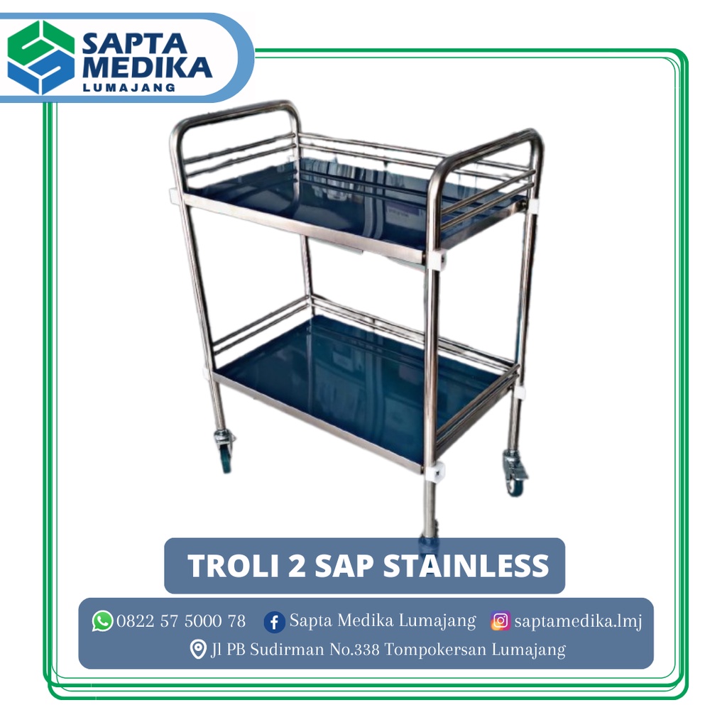 Jual Meja Troli Instrumen Stainless 2 Rak | Shopee Indonesia