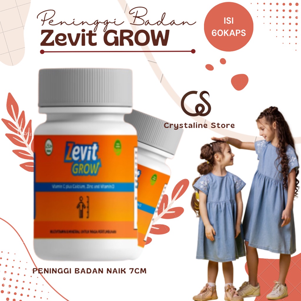 Jual Crystaline Zevit Grow Peninggi Badan Anak isi 60 Kapsul Solusi untuk Anak yang menaikkan ...