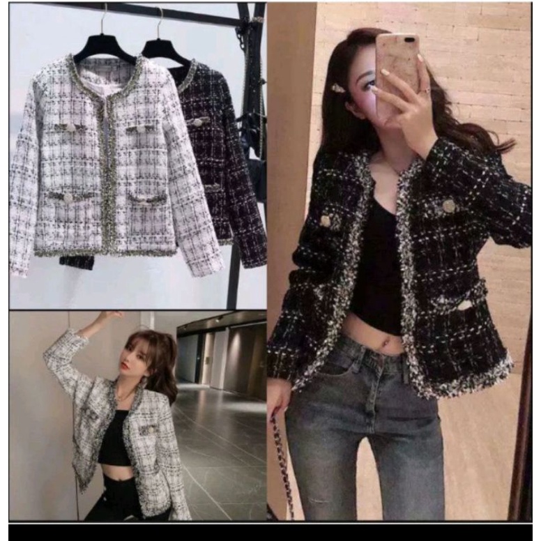 Jual BLAZER VERZIE TWEED WOL FASHION IMPRT | Shopee Indonesia
