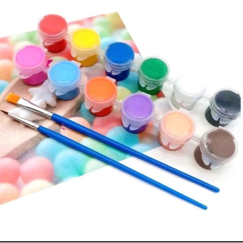 Jual Cat Air Set Kuas Painting Color Set 12 Warna Edukasi Anak | Shopee ...