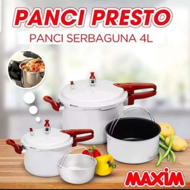 Jual MAXIM : PANCI PRESTO SERBA GUNA 4 LITER PRESSURE COOKER 20 CM | Shopee Indonesia