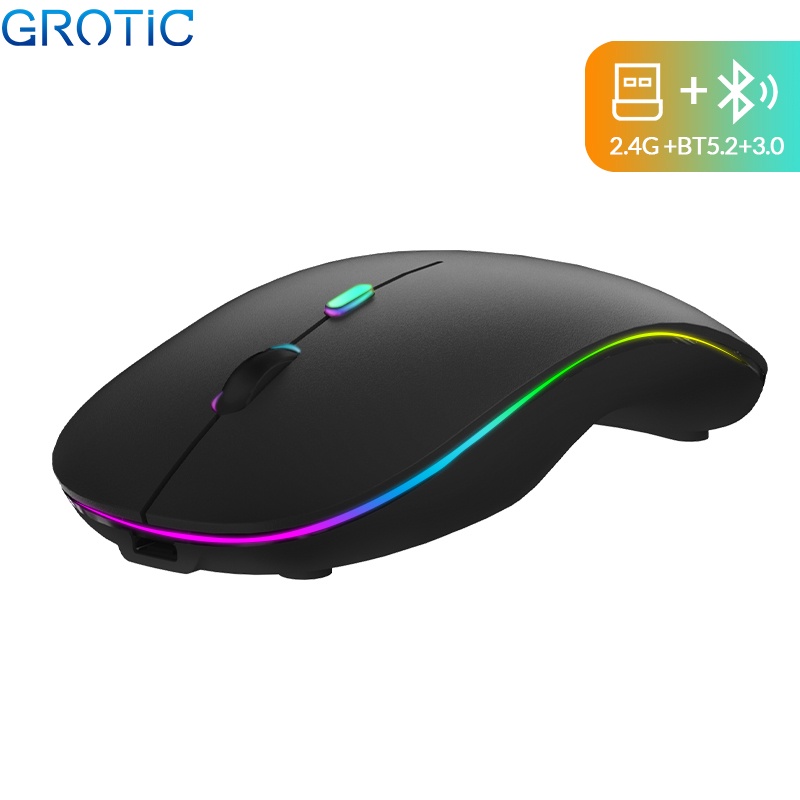Jual GROTIC Mouse Dual Mode Wireless And Bluetooth 2.4Ghz Rechargeable ...