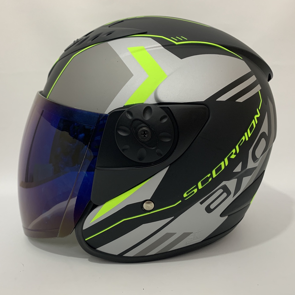 Jual Helm Vision Axo (Kuning) Hitam Doff - Kaca Iridium Silver Pelangi ...
