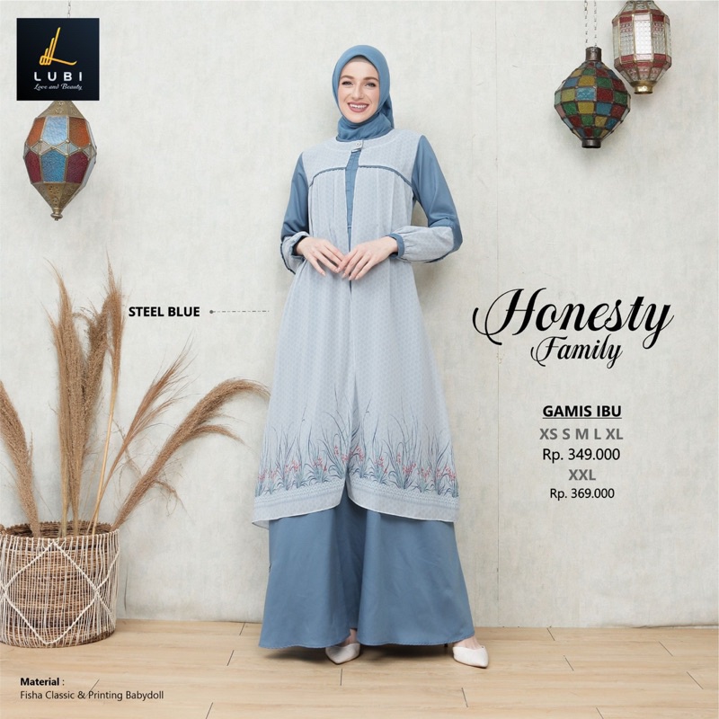 Jual Gamis Couple Keluarga Lubi Honesty Family Steel Blue Sarimbit ...