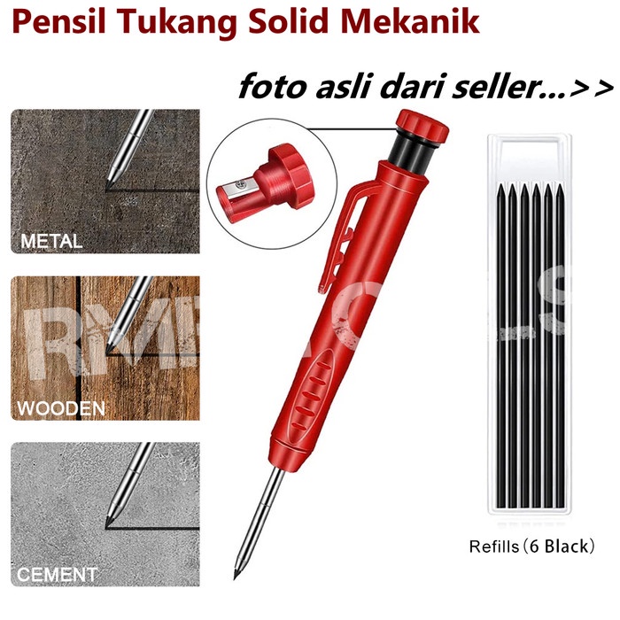 Jual Pensil Tukang Carpenter Pencil Refill Solid Rautan Otomatis ...