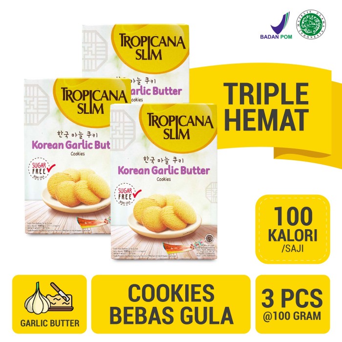Jual Triple Pack: Tropicana Slim Korean Garlic Butter Cookies (5 Sch ...