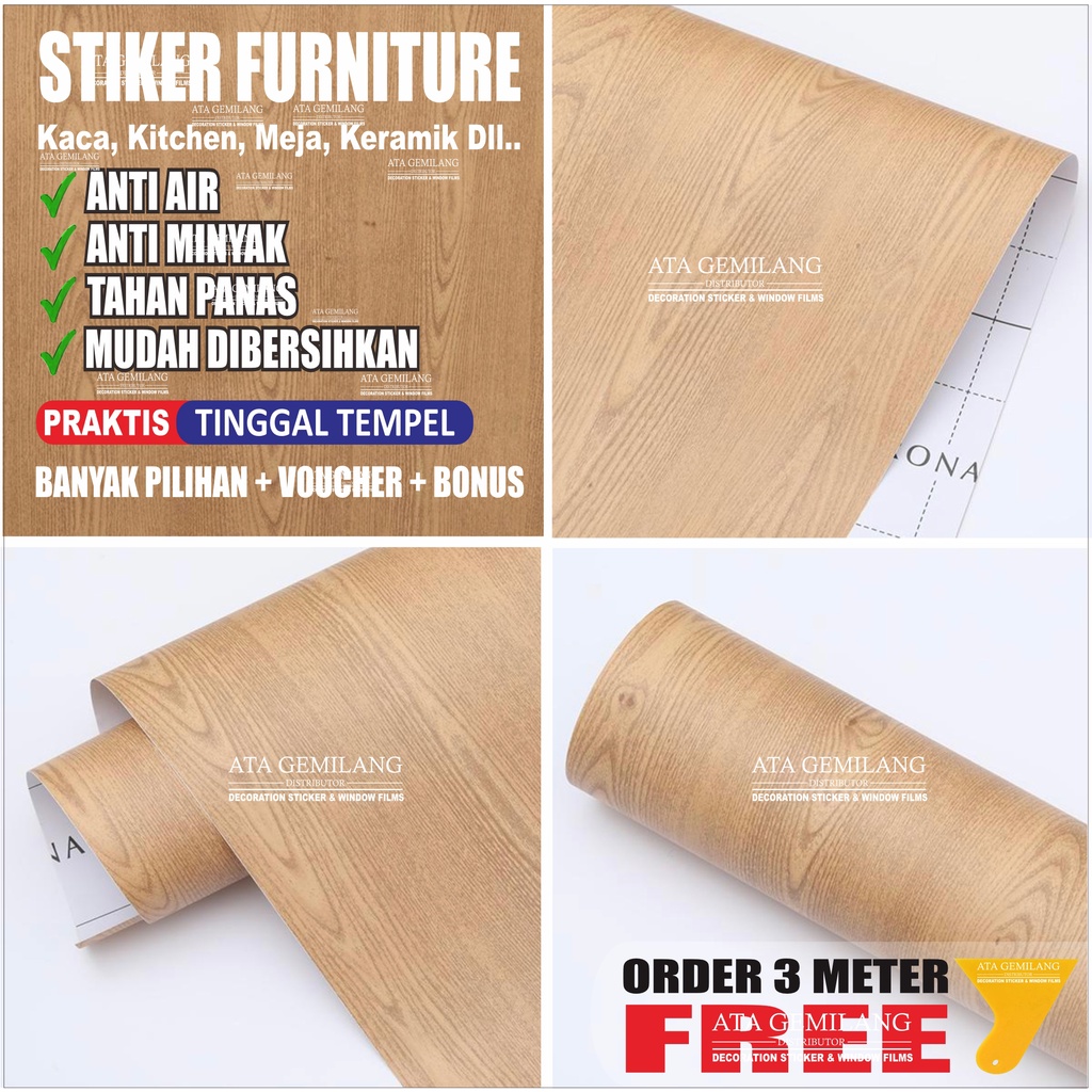 Jual Stiker Dinding Wallpaper Motif Kayu L122Cm/Stiker Kayu/Stiker Meja ...