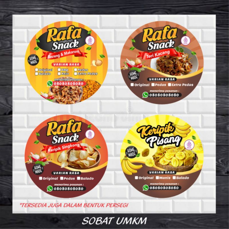 Jual stiker label jajan camilan kripik singkon kripik pisang teri ...