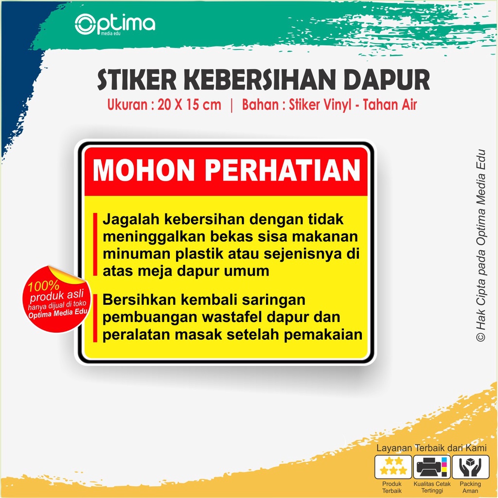 Jual Stiker Peringatan Aturan Dapur Umum / kos / kantor/dll | Shopee ...