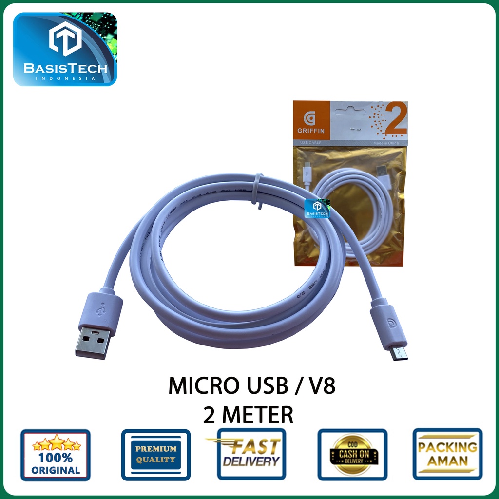 Jual KABEL CASAN GRIFFIN MICRO USB V8 TYPE C 2A 2 METER SUPER FAST ...