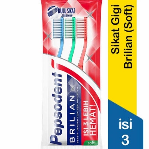 Jual Pepsodent Toothbrush Brilian Soft 3s | Shopee Indonesia