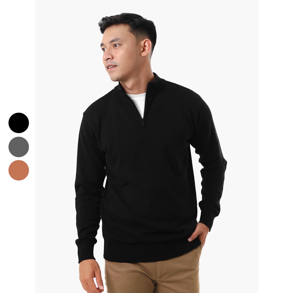 Jual Gomuda Sweater Rajut Pria Mockneck Zip Knitwear | Shopee Indonesia