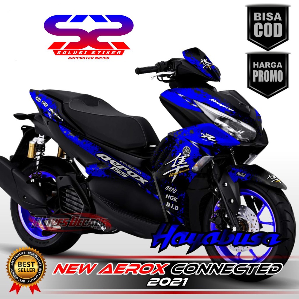 Jual COD Ea Decal Sticker New Aerox Connected 2021 Motif\\Hayabusa Biru ...