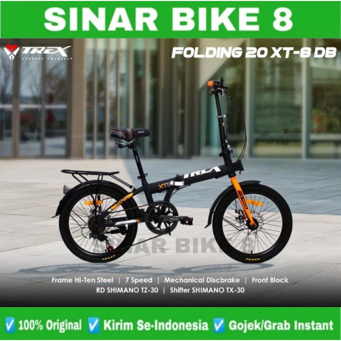 Jual Sepeda Lipat TREX XT-8 DB 7 Speed Folding Bike Ukuran 16 & 20 inch | Shopee Indonesia