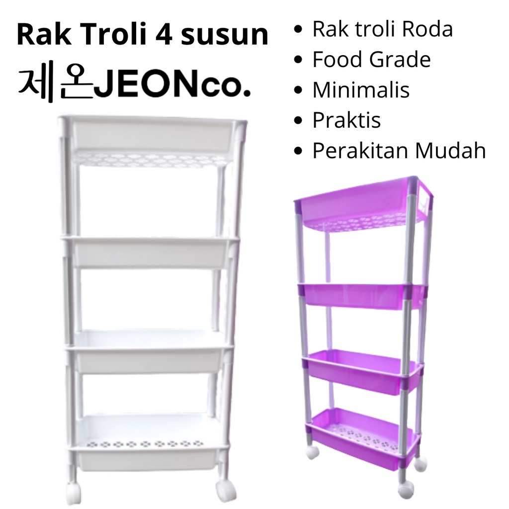 Jual Rak Troli 4 Susun Roda Penyimpanan Multifungsi Portable Trolley ...