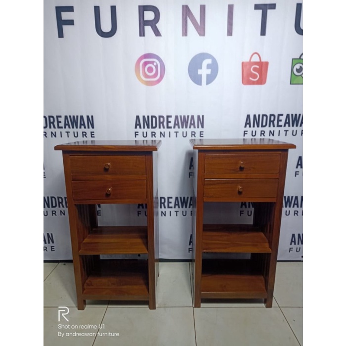 Jual Meja Hias Minimalis Dispenser Kayu Jati Model 2 Laci - Mentah ...