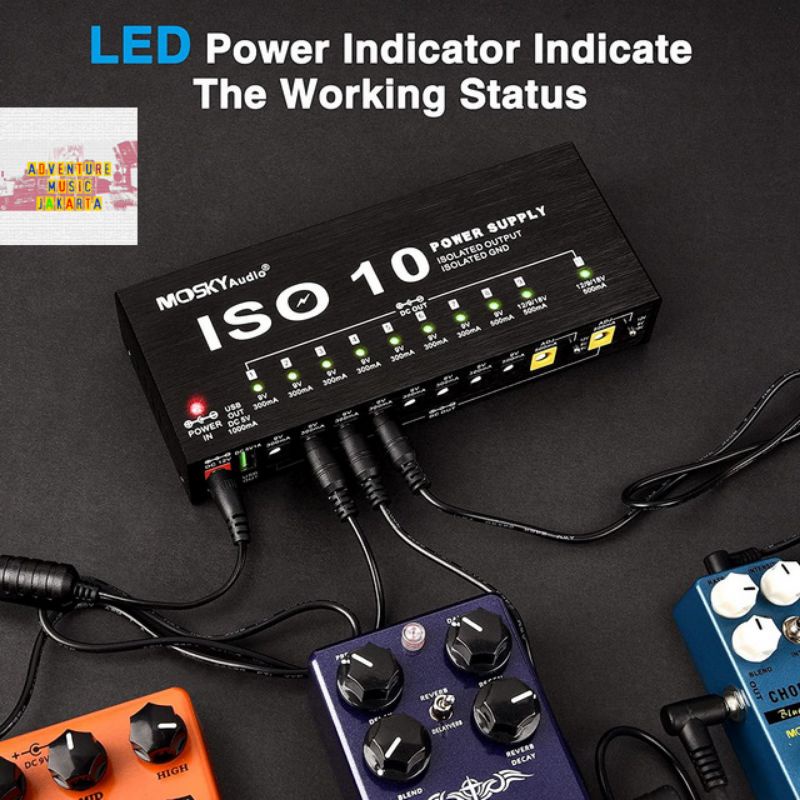 Jual MOSKY ISO10 Power Supply Adaptor Mosky ISO 10 Pedal Power Supply ...
