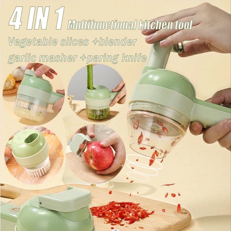 Jual Blender Sayur 4 in 1 Model Genggam / Set Alat Pemotong Sayuran ...