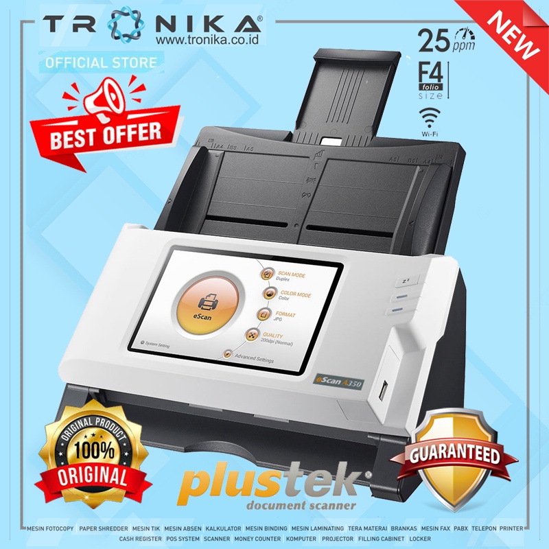 Jual SCANNER DOKUMEN PLUSTEK eScan A350 Automatic Document Feeder (ADF ...
