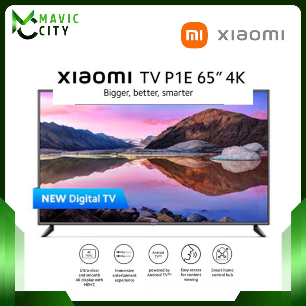 Jual Xiaomi TV P1E 65" 65 Inch Android Smart TV 4K UHD Smart Home Control Garansi Resmi 1 Tahun ...
