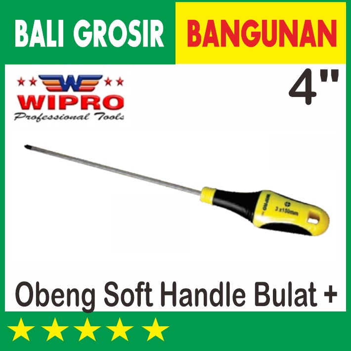 Jual 4" WIPRO OBENG + PLUS GAGANG BULAT KARET SOFT HANDLE | Shopee ...