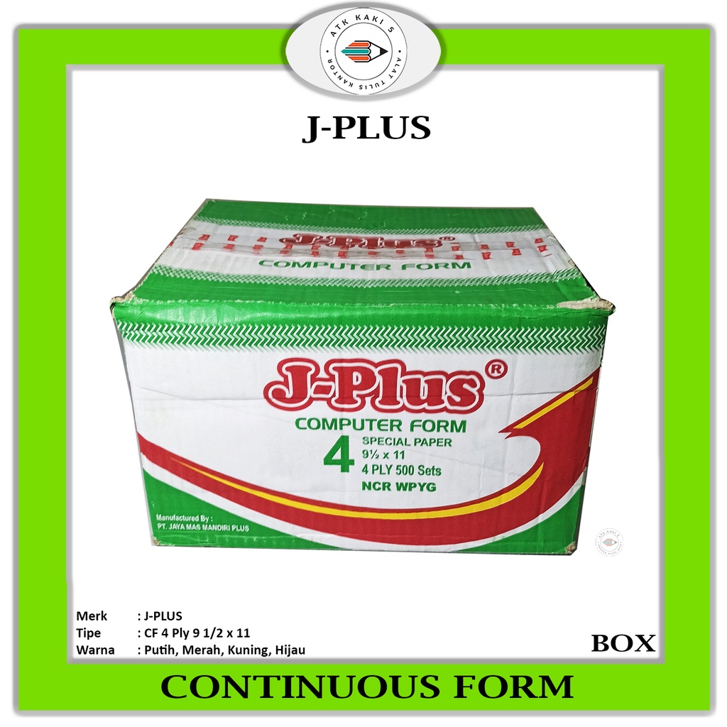 Jual J-PLUS - Continous Form 91/2 x 11 4 Ply ( K4 Jplus ) NCR / Kertas ...