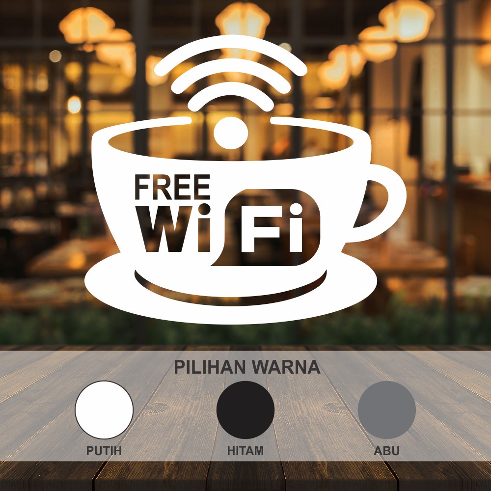 Jual Stiker Free Wifi Cangkir Cutting Sticker Kaca Cafe Resto Stiker ...