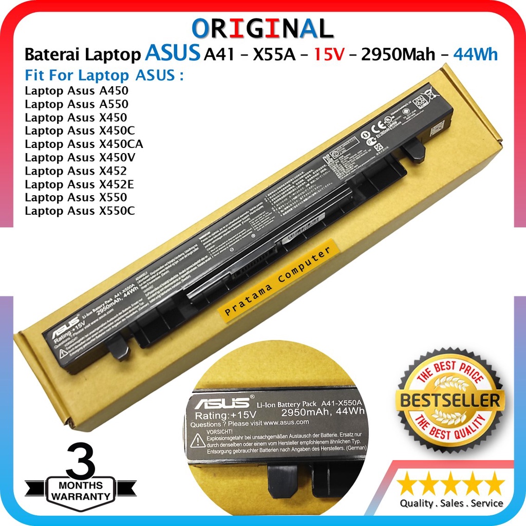 Jual Baterai ORIGINAL Laptop Asus A450 A550 X450 X550 Series Model A41 ...
