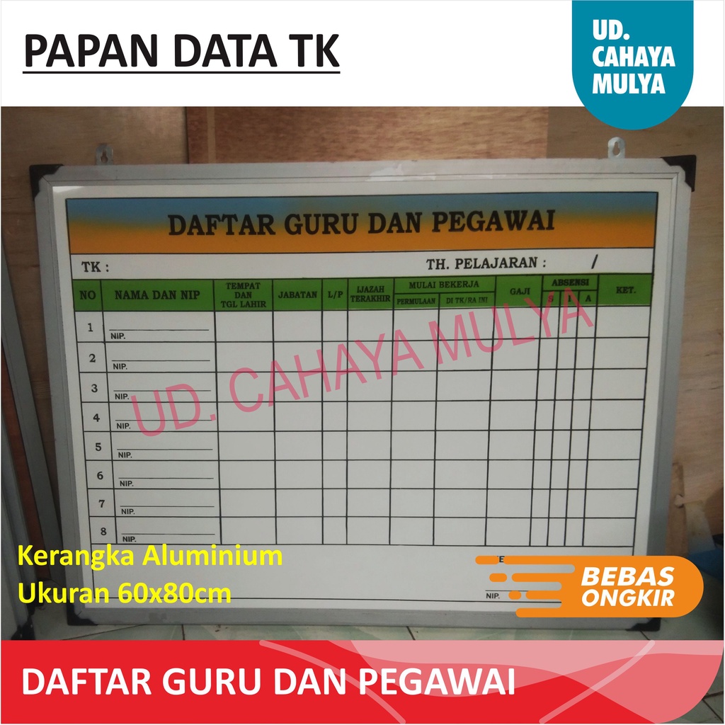 Jual Papan Data Daftar Guru dan Pegawai | Shopee Indonesia
