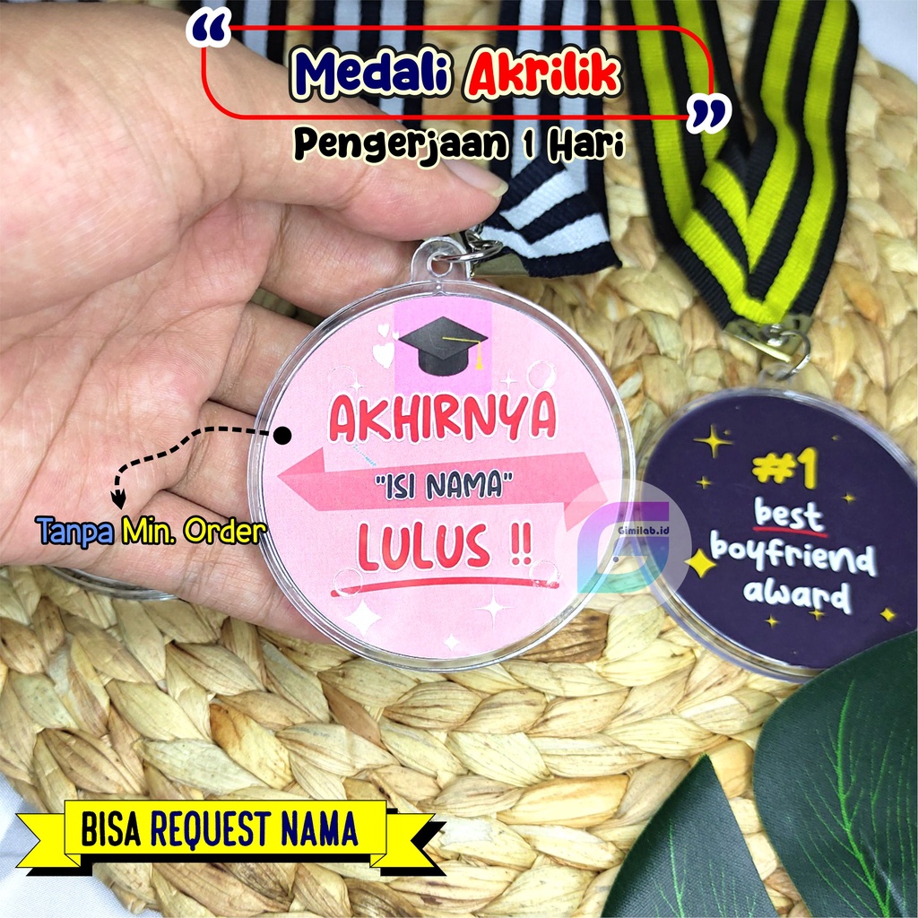 Jual MEDALI CUSTOM - HADIAH WISUDA, MEDALI BEST BOYFRIEND, MEDALI WISUDA GIMILAB.ID | Shopee ...