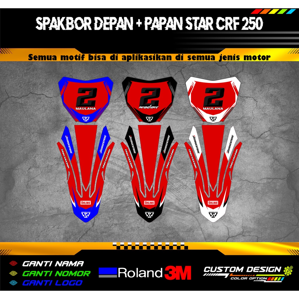 Jual STIKER DECAL SPAKBOR DEPAN DAN PAPAN NOMOR CRF 250 CUSTOM | Shopee ...