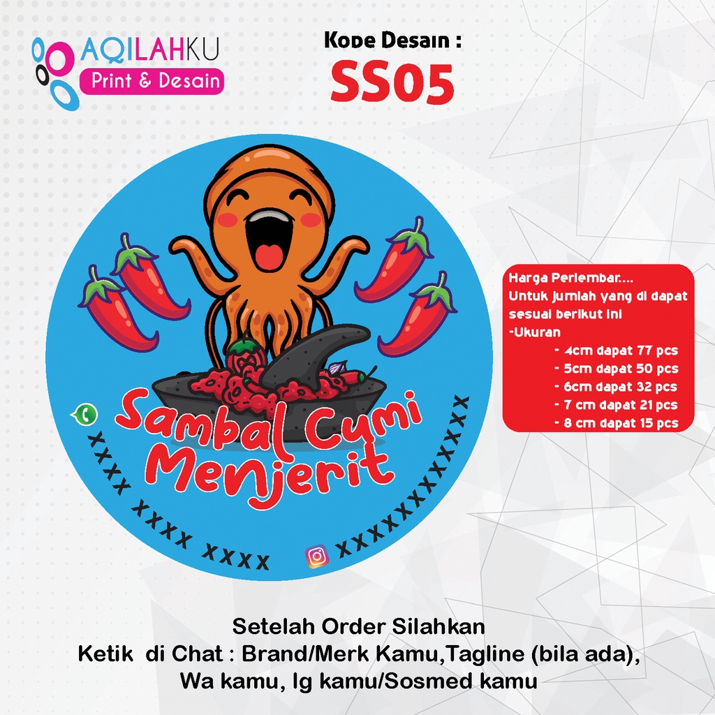 Jual [Isi 15-77 Pcs] Stiker Sambal | Sticker Label kemasan Botol | Free ...