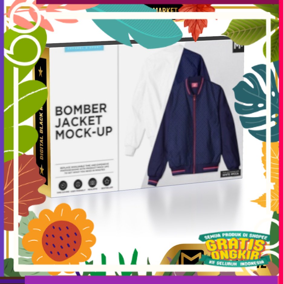 Jual Bomber Jacket Mockup- Adobe Photoshop / hitam putih garis | Shopee ...