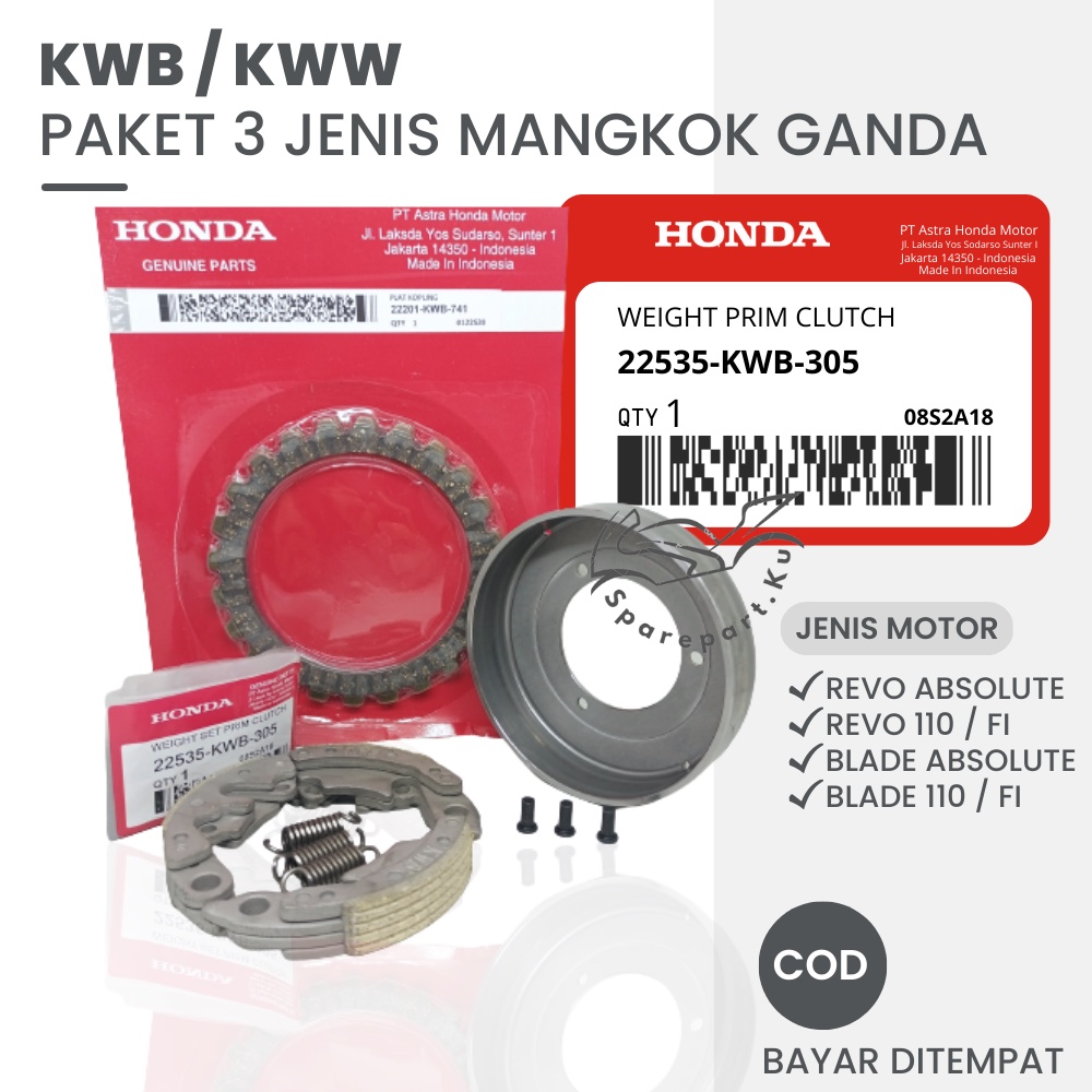 Jual KWW / KWB PAKET REVO ABS 3 JENIS PELAT KOPLING + KAMPAS GANDA ...