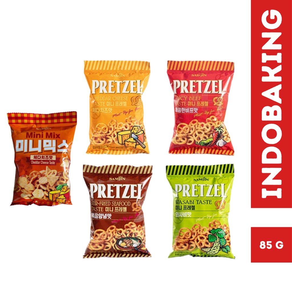 Jual Samjin Pretzel Snack Korea Cheddar Cheese Spicy Beef Stir Fried ...