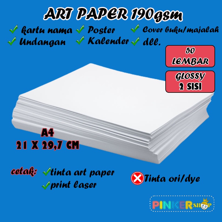 Jual Kertas art carton paper 190 gsm A4 isi 50 lembar/art karton 190 ...