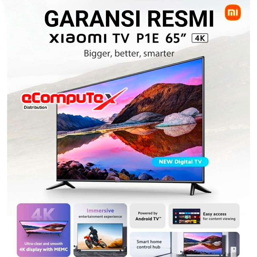 Jual XIAOMI TV P1E 65 INCH QLED 4K UHD SMART ANDROID TV SUPPORT DVBT2 HDR10 GARANSI RESMI ...