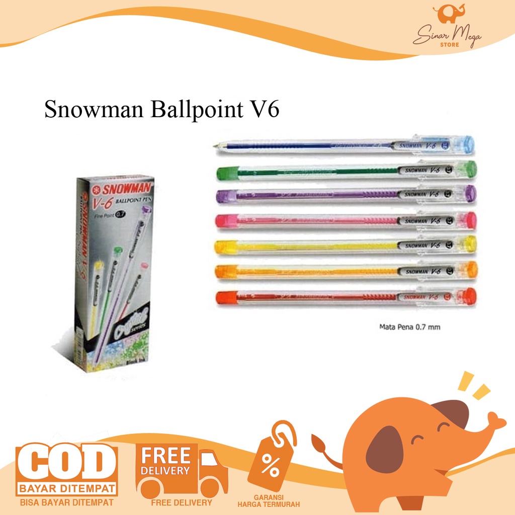 Jual Snowman Pulpen Ballpoint Pena V6 Crystal 0.7mm Unik Murah | Shopee ...