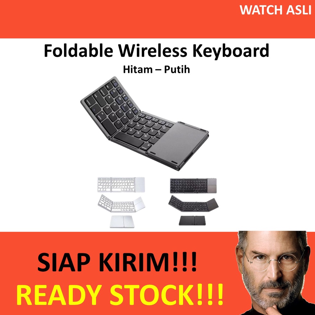 Jual Foldable Wireless Keyboard & Touchpad Bluetooth Lipat Mac iPad HP ...