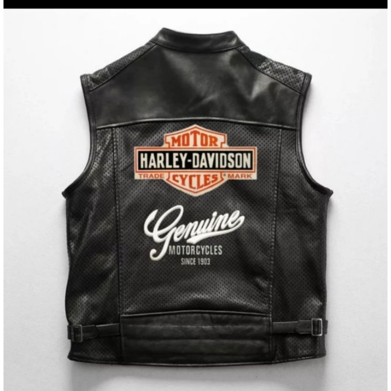 Jual Rompi kulit harley davidson,rompi pria,rompi kulit asli | Shopee ...