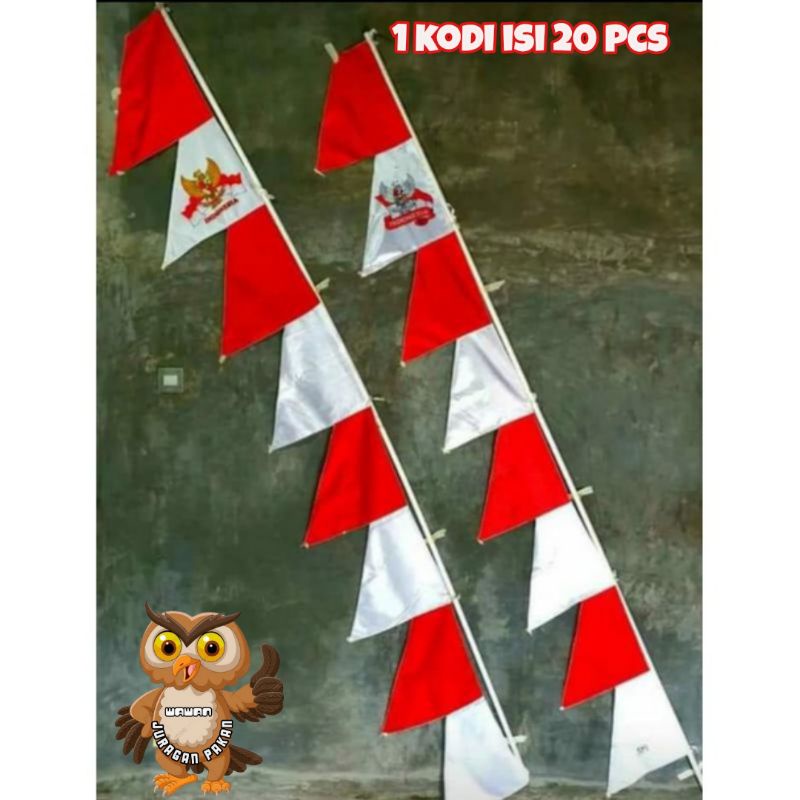 Jual umbul umbul merah putih 8 mata garuda 1 kodi isi 20 pcs bendera agustusan | Shopee Indonesia