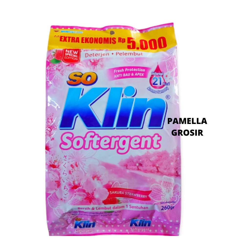Jual SO KLIN SOFTERGENT SAKURA STRAWBERRY 215GR SABUN CUCI BAJU | Shopee Indonesia