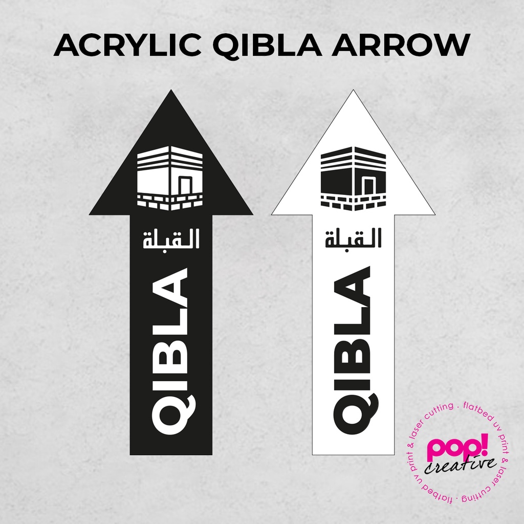 Jual Tanda Kiblat Panah Qibla Sign Akrilik Penanda Arah Muslim | Shopee ...