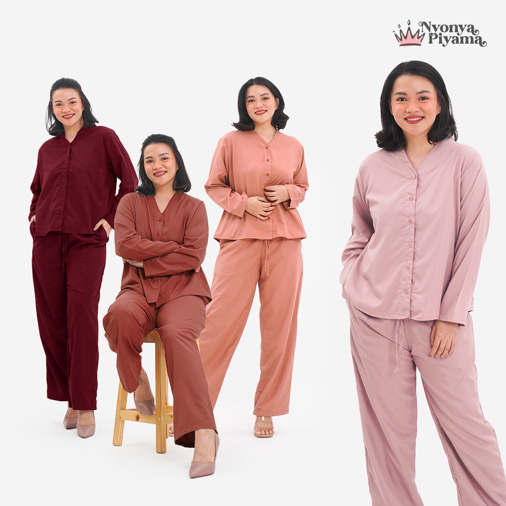 Jual [BEST SELLER] Nyonya Piyama Poly Bamboo Oversized Cozy Set Lengan ...