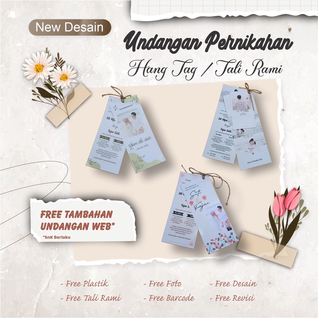 Jual Undangan Pernikahan Hangtag Unik Elegan Simpel Undangan Viral ...