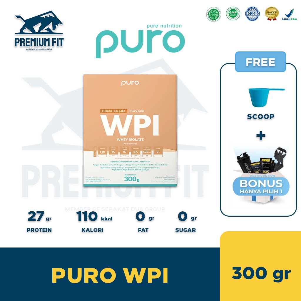 Jual Puro WPI Whey Protein Isolate 300 gram 300gr Grass Fed Bpom Halal | Shopee Indonesia