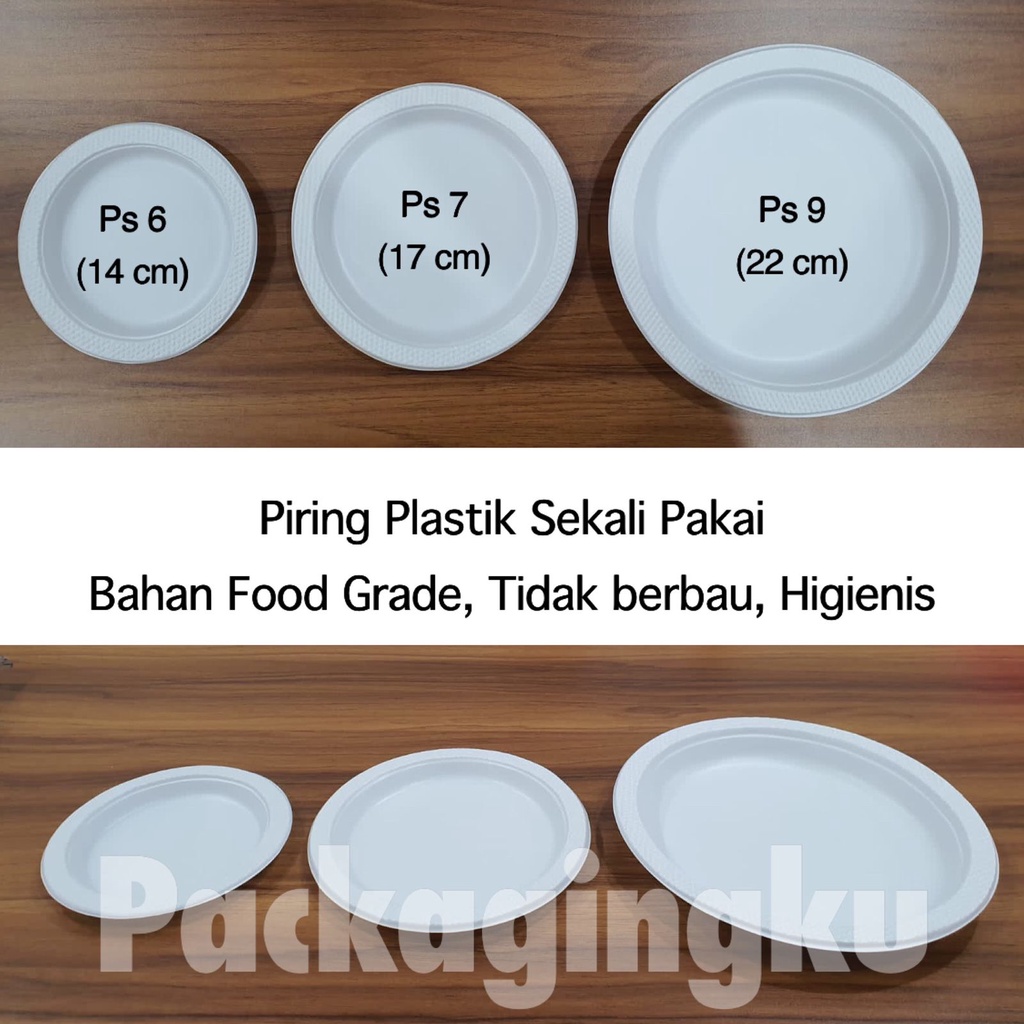 Jual Isi 25PCS Piring Plastik Sekali Pakai Putih Susu Besar Ps 9/ P9 22 ...