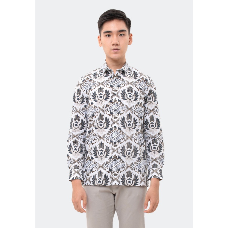 Jual MANZONE Kemeja Batik Lengan Panjang ANGGADA 01-WHITE | Shopee ...