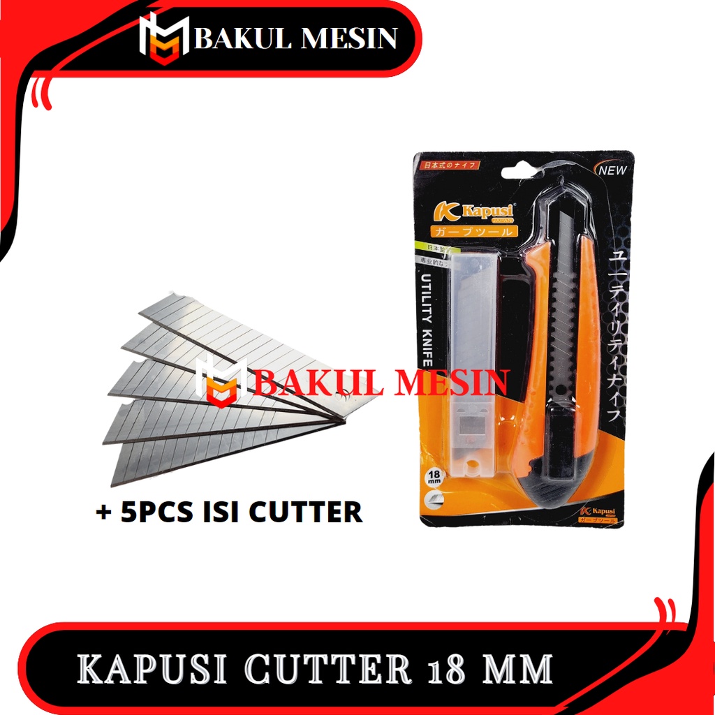 Jual pisau cutter KAPUSI mata bonus mata cutter 5pcs | Shopee Indonesia